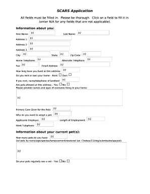 SCARS Application Doc Template | pdfFiller