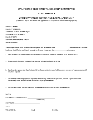 VERIFICATION OF ZONING AND LOCAL APPROVALS Doc Template | pdfFiller