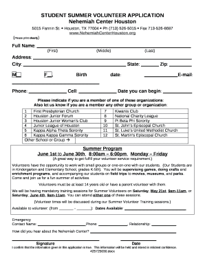 Non Profit Volunteer Application Form Template | pdfFiller
