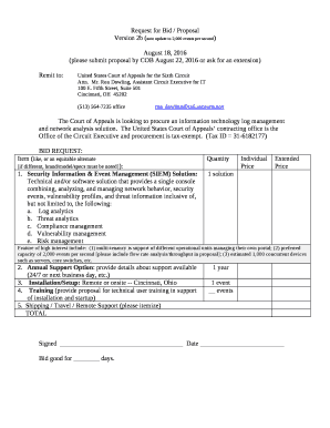 request for bid template Doc Template | pdfFiller