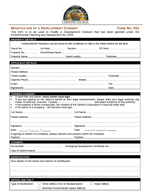 Modification of a Development Consent No Doc Template | pdfFiller