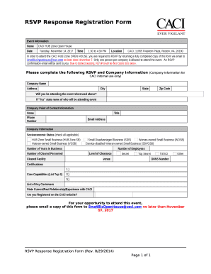 RSVP Response Registration Doc Template | pdfFiller