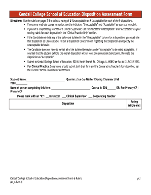 Kendall College School of Education Disposition Assessment - my kendall ...