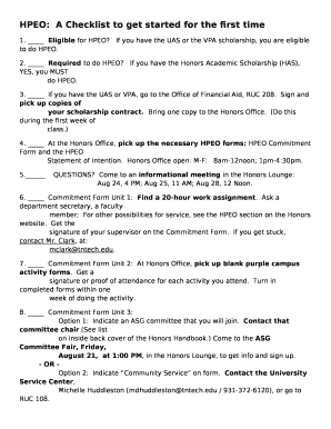 HPEO:A Checklist to get started for the first time Doc Template | pdfFiller