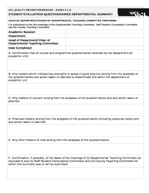 UCL QUALITY REVIEW FRAMEWORK - ANNEX 6 Doc Template | pdfFiller