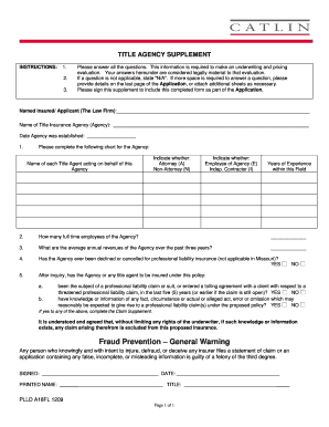 Fillable Online TITLE AGENCY SUPPLEMENT Fax Email Print - pdfFiller