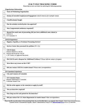 O & P VISA TRACKING Doc Template | pdfFiller