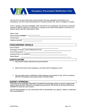 Use this to document that a procurement that was awarded on the basis ...
