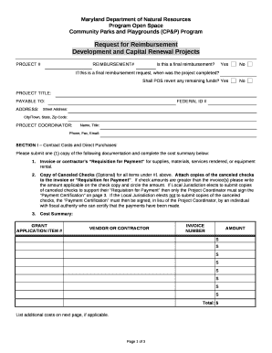 Program Open Space - dnr maryland Doc Template | pdfFiller