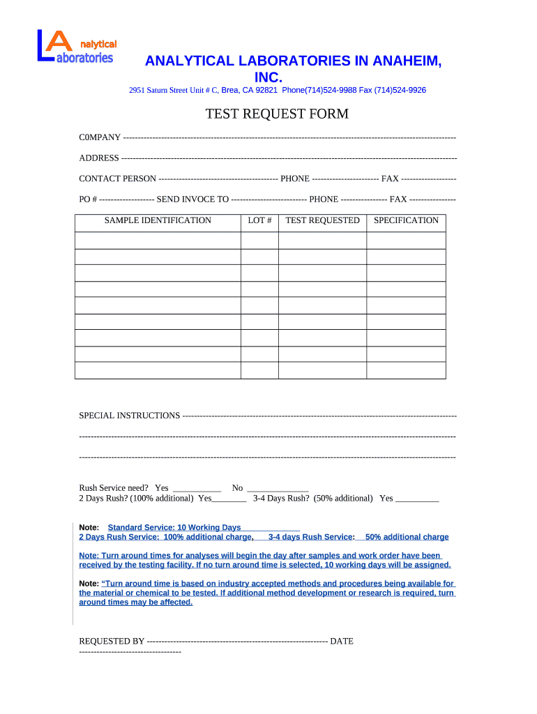 Analytical Request AIB International Analytical Services Doc Template ...