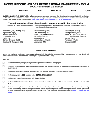 NCEES RECORD HOLDER PROFESSIONAL ENGINEER BY EXAM - ipels idaho Doc ...