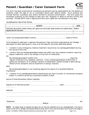 Parent / Guardian / Carer Consent Doc Template | pdfFiller