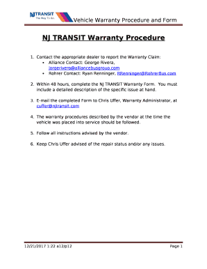 warranty procedure template Doc Template | pdfFiller