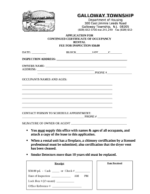 CONTINUED CERTIFICATE OF OCCUPANCY Doc Template | pdfFiller