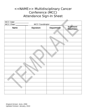 Multidisciplinary Cancer Conference (MCC) Doc Template | pdfFiller