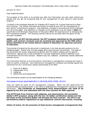 Enclosed is the prototype Request for Proposal (RFP) packet for a ...