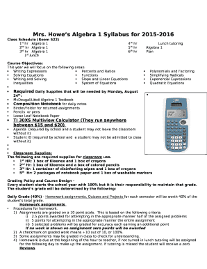 Class Schedule (Room 522) Doc Template | pdfFiller