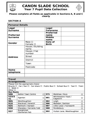 CANON SLADE SCHOOL Doc Template | pdfFiller