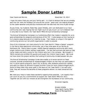 Sample Donor Letter Doc Template | pdfFiller