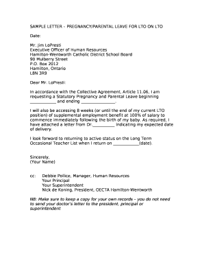 leave letter at Doc Template | pdfFiller