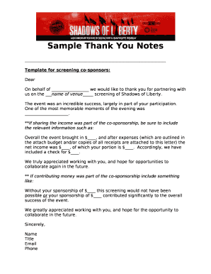 Sample Thank You Notes Doc Template | pdfFiller