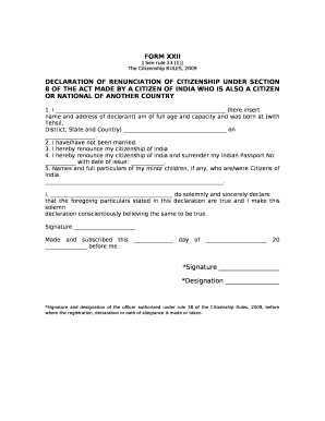 DECLARATION OF RENUNCIATION OF CITIZENSHIP UNDER SECTION 8 OF THE ACT ...