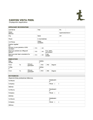 Canyon Vista Pool Doc Template | pdfFiller