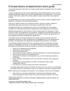 Principal letters of appointment short guide Doc Template | pdfFiller