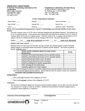 FNAIT ASSESSMENT REPORT - medical oneblood Doc Template | pdfFiller