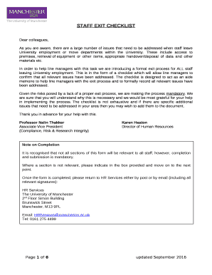 STAFF EXIT CHECKLIST Doc Template | pdfFiller