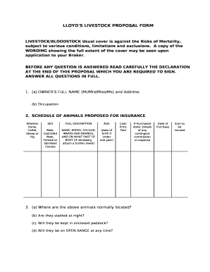 LLOYD'S LIVESTOCK PROPOSAL Doc Template | pdfFiller
