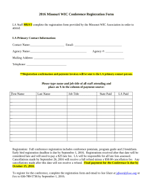 2016 Missouri WIC Conference Registration - health mo Doc Template ...