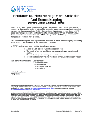 Producer Nutrient Management Activities Doc Template | pdfFiller
