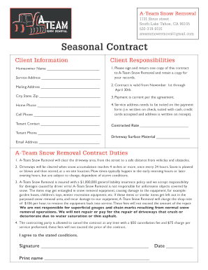 Snow Plowing Contract Template - Fill Online, Printable, Fillable ...