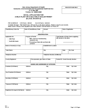 A MILK PLANT OR A BULK MILK HAULER PERMIT Doc Template | pdfFiller
