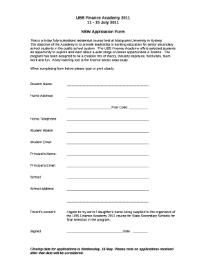 NSW Application Doc Template | pdfFiller