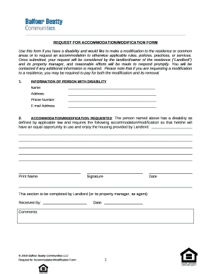 Request FOR ACCOMMODATION/MODIFICATION Doc Template | pdfFiller