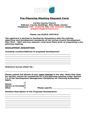 Pre-Planning Meeting Request Doc Template | pdfFiller