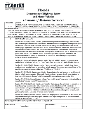 Fillable Online APPLICATION FOR CERTIFICATE OF TITLE FOR A REBUILT ...