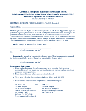 UNIRES Program Reference Request - cas2 umkc Doc Template | pdfFiller