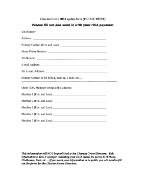 Churton Grove HOA update (PLEASE PRINT) Doc Template | pdfFiller