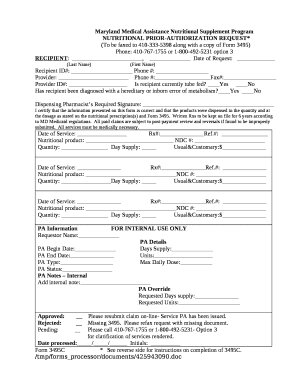 Maryland Medical Assistance Nutritional Supplement Program Doc Template ...