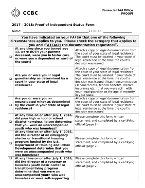 2017 2018: Proof of Independent Status Doc Template | pdfFiller