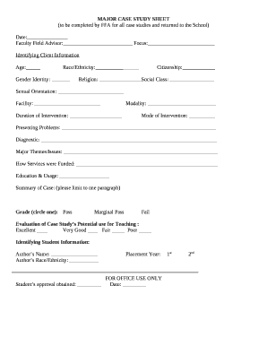 MAJOR CASE STUDY SHEET - catalog smith Doc Template | pdfFiller