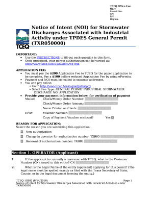 Notice of Intent (NOI) for Stormwater Discharges Associated with ...