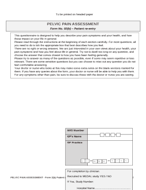 This questionnaire is designed to help you describe your pain symptoms ...