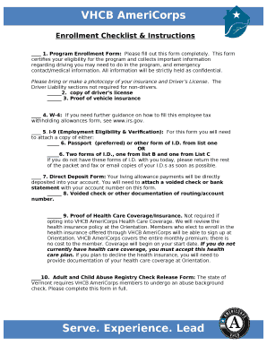Enrollment Checklist & Instructions Doc Template | pdfFiller