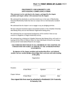 ANTI-HAZING COMPLIANCE Doc Template | pdfFiller