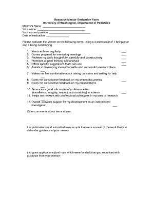 Research Mentor Evaluation Doc Template | pdfFiller