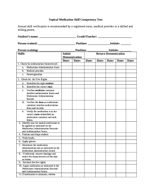 Topical Medication Skill Competency Test Doc Template | pdfFiller